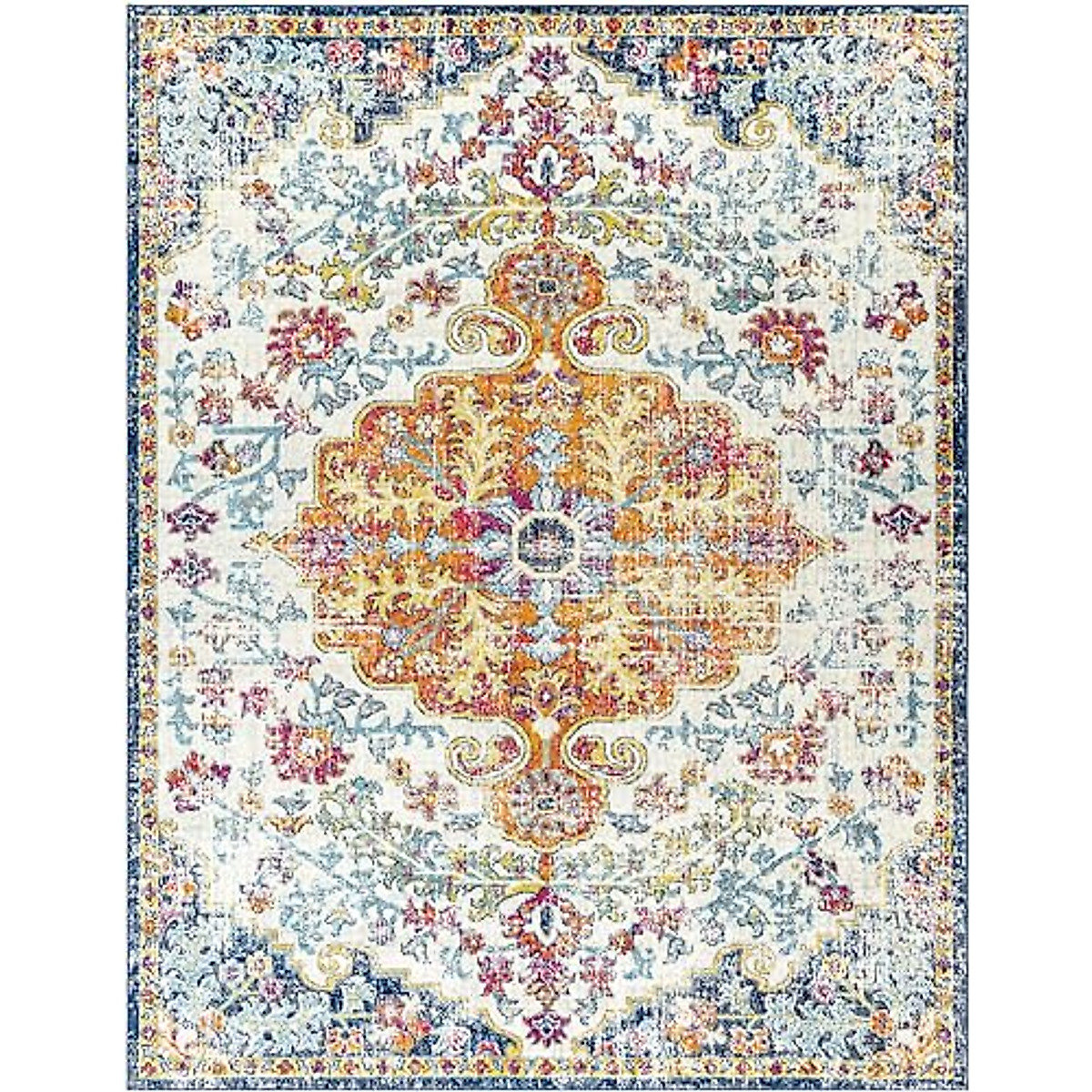 Livabliss Odelia Vintage Bohemian Area Rug,7'10" x 10'3",Orange/Navy