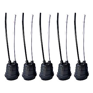 Follite Black Pigtail Temporary Light Socket (5 Pack 14AWG)