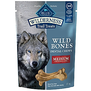 Blue Buffalo Wilderness Wild Bones Grain-Free Dental Chews Dog Treats, Medium, 27-oz Bag