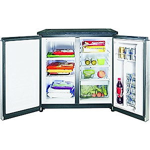 RCA RFR551-5.5 Cu. Ft. - Side by Side 2-Door - Compact Refrigerator/Freezer - Temperature Control - Stainless,Silver