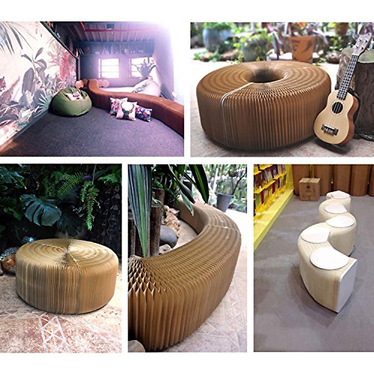 AlienTech Home Furniture Softeating Modern Design Accordin Folding Paper Stool Sofa Chair Kraft Paper Relaxing Foot Stool-Fashion Paper Design, Ideal for School, Kitchen ,Living & Dining Room