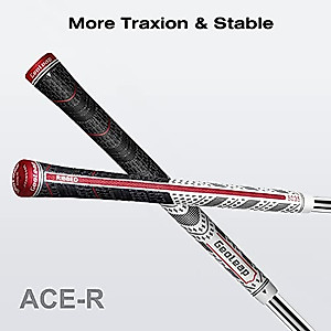Geoleap ACE-R Golf Grips Set of 13- Back Rib Improved Control，Multi Compound Rubber And Cord Hybrid Golf Club Grips, Standard/Mdisize, 5 Colors Optional. (Standard, White)