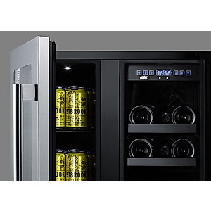 Summit ALFD24WBV 24"" ADA Compliant Dual Zone Beverage Center with 4.6 cu. ft. Capacity Digital Thermostats LED Lighting and Automatic Defrost in Stainless Steel