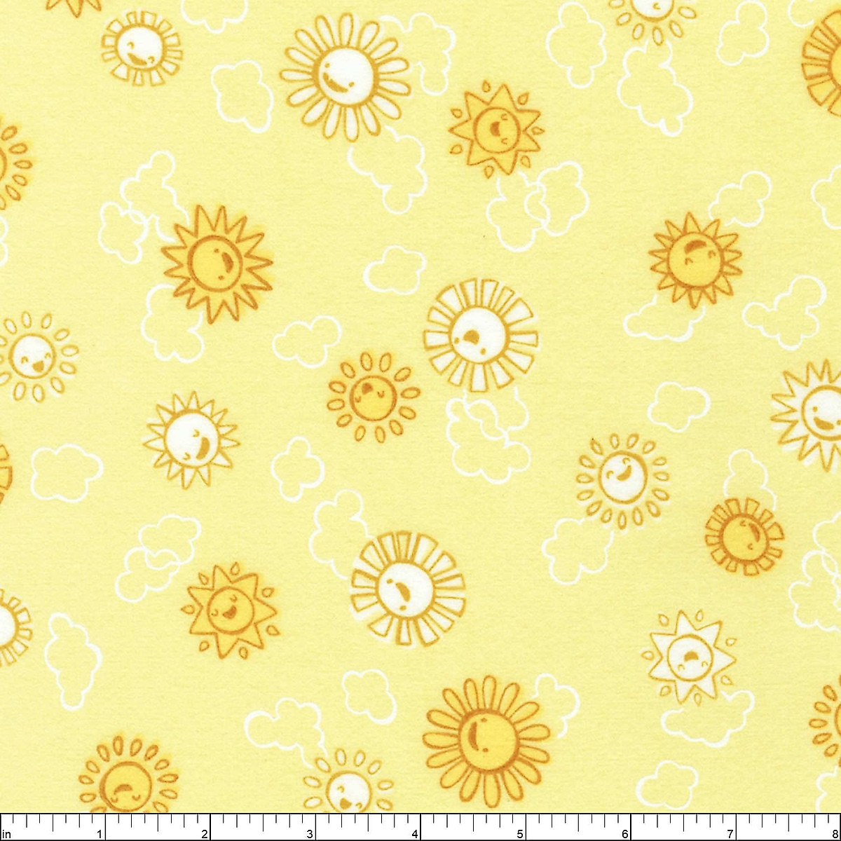 Robert Kaufman Over The Moon Flannel Suns, Fabric by The Yard (Duckling)