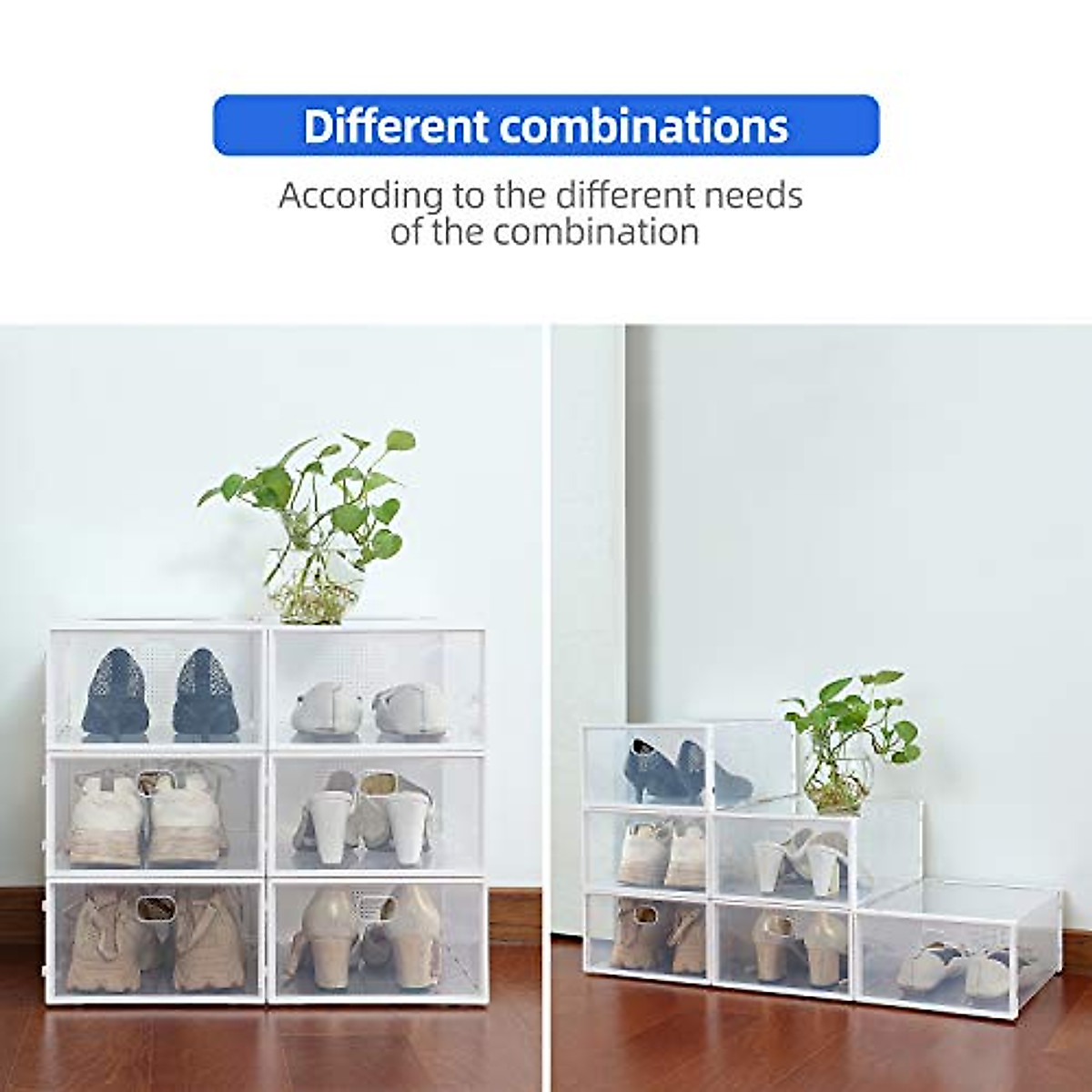 XZLGUJI 1 Pack Shoe Storage Box-Multi-function Storage Bins,Clear Plastic Stackable Shoe Organizer for Closet ,Drop Front Shoe Box. (white (1 Pack))