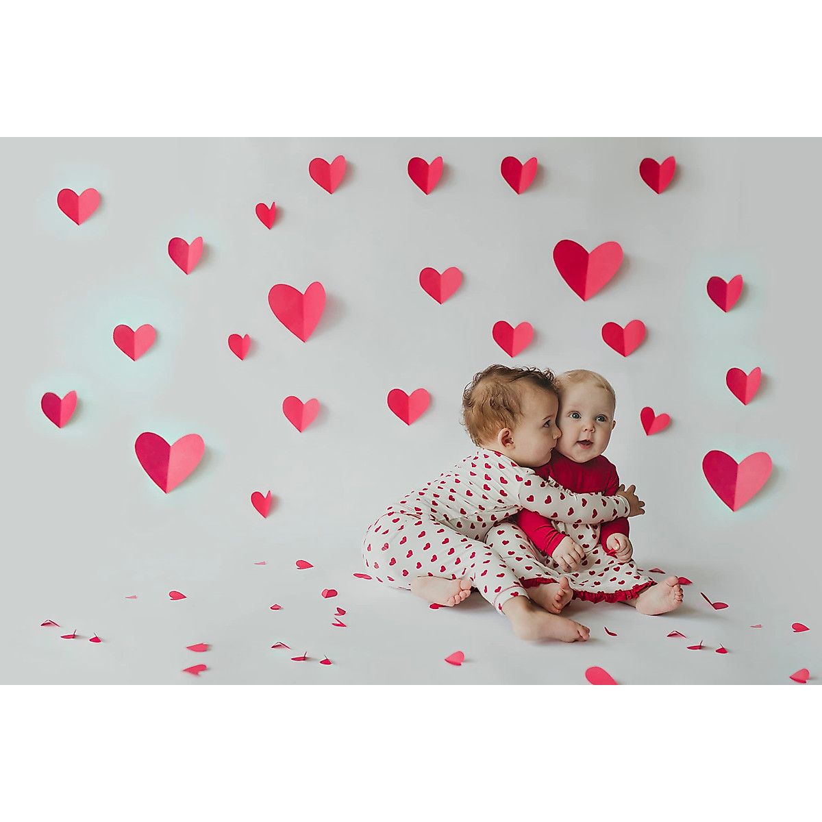 KicKee Full of Hearts Two Piece Pajamas Set, Long Sleeve, Long Pants, Snug Fit Pajamas (Natural Hearts - 12 Years)