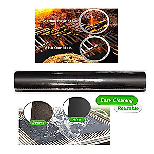 GQC BBQ Grill Mat, Non-Stick Grill Cooking Mat Teflon Reusable Barbecue Baking Mats, Heavy Duty,Easy to Clean - Works on Electric Grill Gas Charcoal BBQ (6X(33X40) cm)