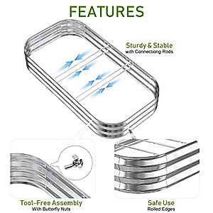 Aolamegs Galvanized Raised Garden Bed - 1 Pack 68 x 36 inch Vented Raised Garden Boxes Kit for Vegetables Flower Strawberry Garden Planter Metal Raised Garden Boxes Outdoor with Glolves No Need Tools