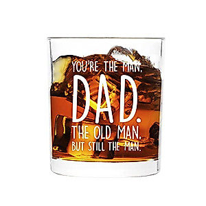 Waipfaru Dad Gifts, You Are the Man Dad Whiskey Glass, Father’ s Day Birthday Christmas Gifts for Dad Father Him Men Husband from Daughter Son Wife, 10Oz Funny Old Fashioned Glass