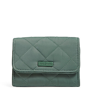 Vera Bradley Women's Performance Twill Riley Compact Wallet With RFID Protection, Olive Leaf, One Size