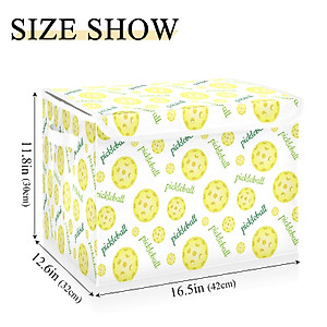 DIGTIA Yellow Pickleball Balls Storage Bins with Lids Sports Foldable Storage Basket with Handles Collapsible Large Fabric Organizer Containers for Clothes Shelves Closet Office Home
