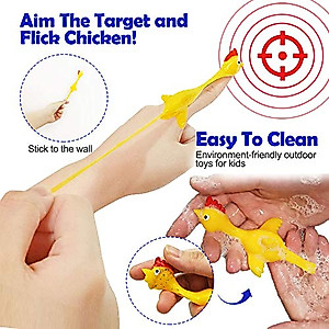 Namii W Slingshot Chicken Rubber Chicken Flick Chicken Flying Chicken Flingers Stress Gag Toys, Rubber Chicken Slingshot Funny Christmas Stuffers Easter Chicks Novelty Gifts for Kids (Yellow 10 Pcs)