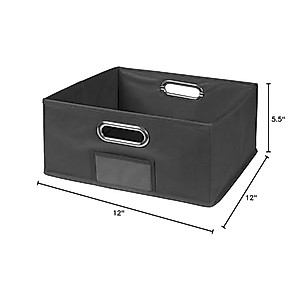 Cheer Home Storage Foldable Fabric Low Square Storage Bin- Grey