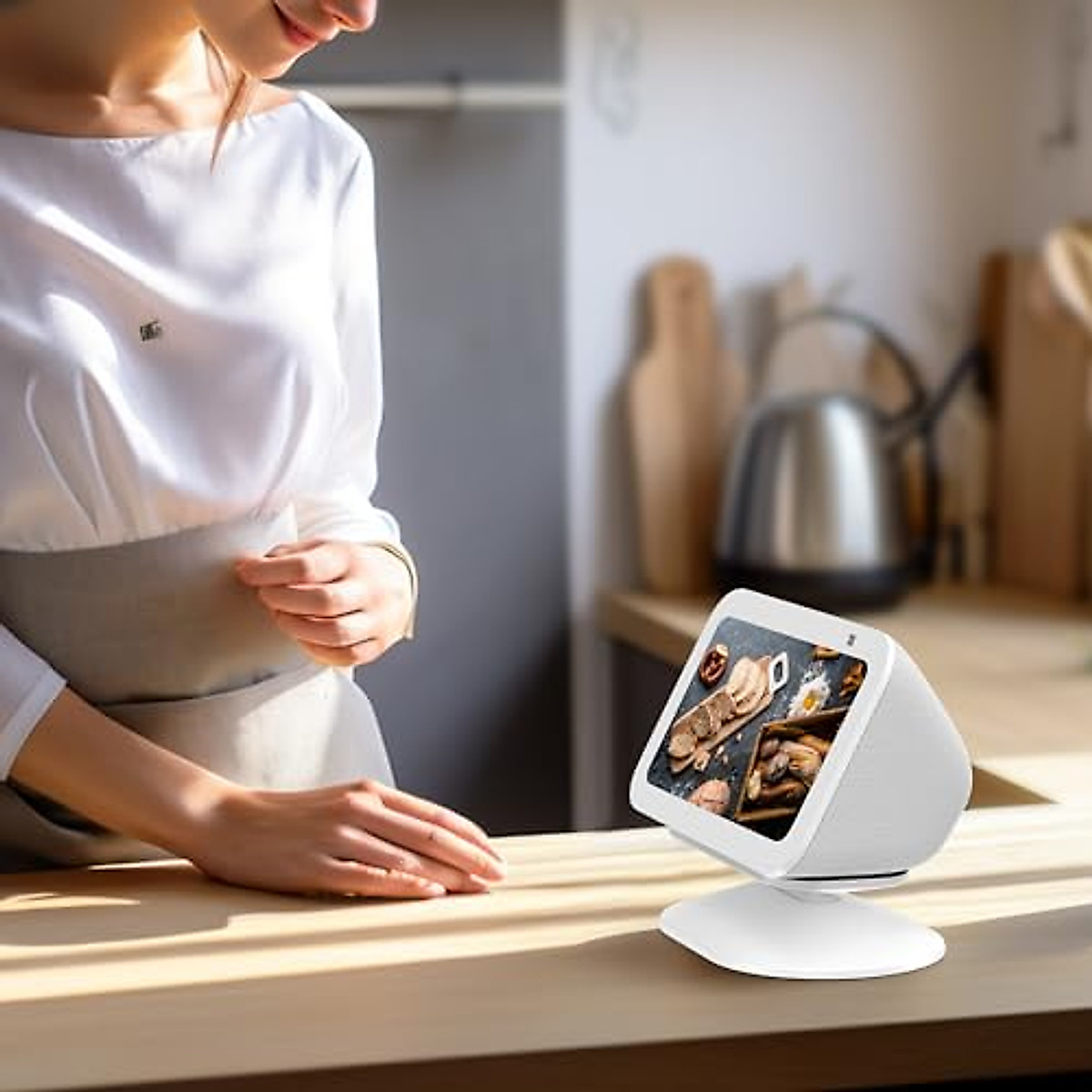 SOKUSIN Stand for Echo Show 5 (3rd Gen) - Adjustable Tilt Smart Sceen Display Stand Table Mount Holder, Magnetic Anti-Slip Base, Compatible with Echo Show 5 3rd Generation (White)