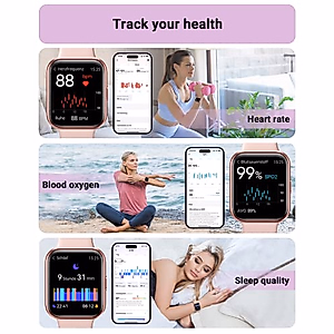 Smart Watch for Men Women(Call Receive/Dial), Alexa Built-in, 1.7" Touch Screen Fitness Tracker with Heart Rate Sleep Tracking, 60 Sports Modes, 5ATM Waterproof Smartwatch for Android iPhone, Pink
