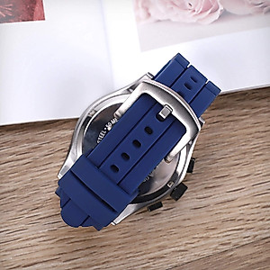 23mm Sapphire Blue Silicone Rubber Diver Watch Band Waterproof Sport Stainless Steel Buckle for Fossil Watch