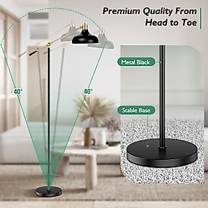 Industrial Floor Lamp For Bedrooms - Black Rustic Reading Lamp, 180°Adjustable Arm & Head Antique Indoor Standing Lamp, Modern Arc Indoor Pole Task Lamp For Living Room, Office, Study Room, Hotel