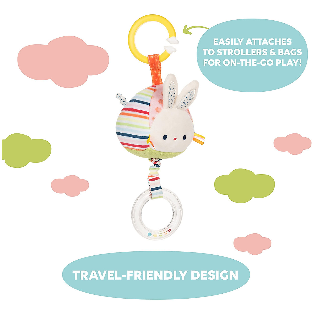 Baby GUND Tinkle Crinkle Pull and Play Sensory Toy, Ultra Soft Animal Plush Toy for Babies and Newborns