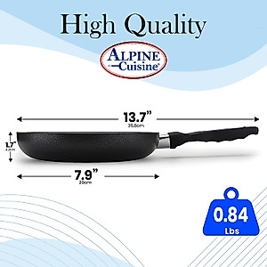 Alpine Cuisine Fry Pan 8 Inch Nonstick Coating Gray, Frying Pans Nonstick for Stove with Stay Cool & Comfortable Handle, Durable Nonstick Cookware, Ideal for Family