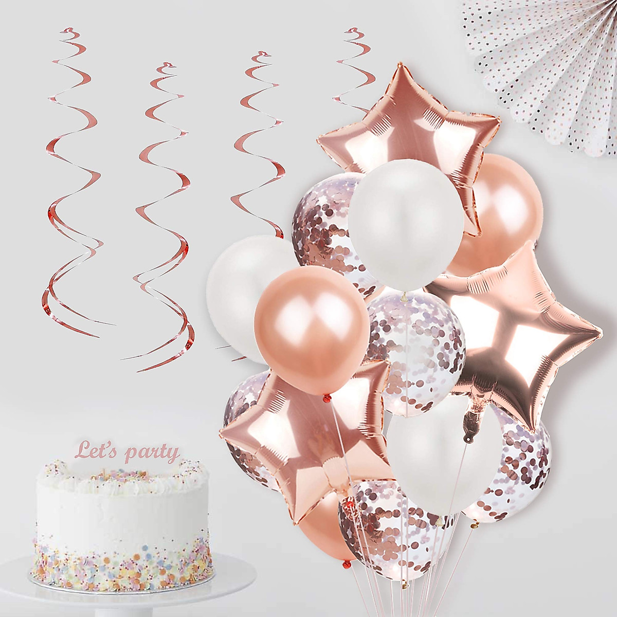 Rose Gold Party Supplies (Rose Gold Party Decorations Set with Balloons)
