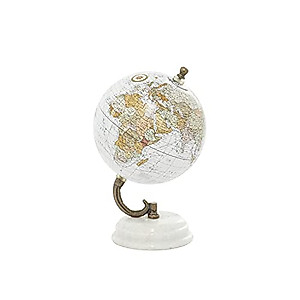 Deco 79 Marble Globe, 5" x 5" x 8", White