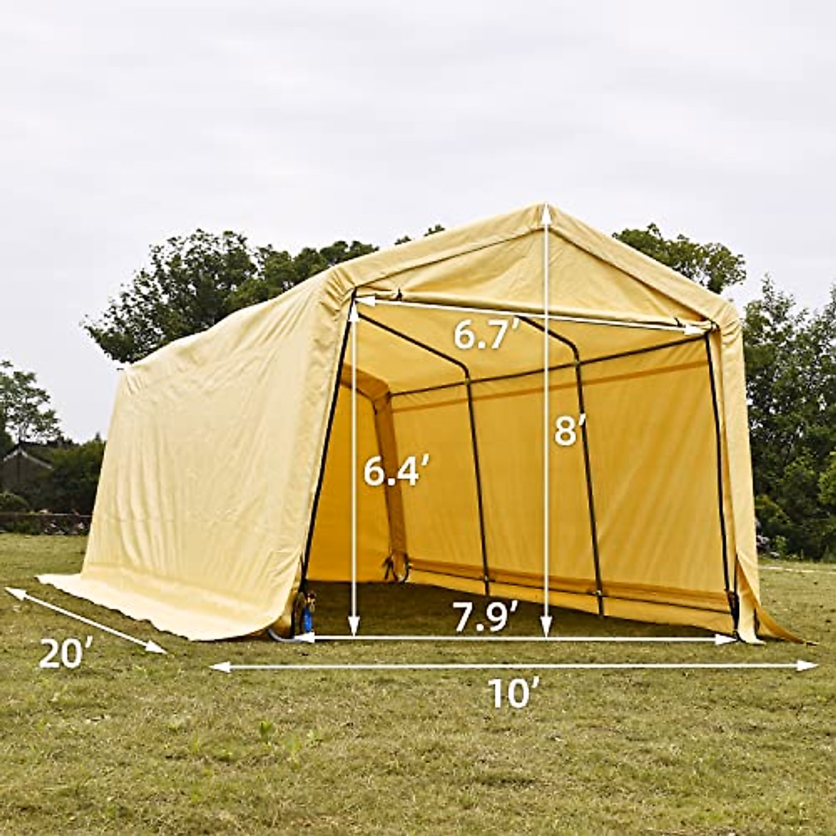 Bestmart 10x20ft Heavy Duty Carport with Sidewalls, Portable Shed Outdoor Storage Shed Canopy,Beige