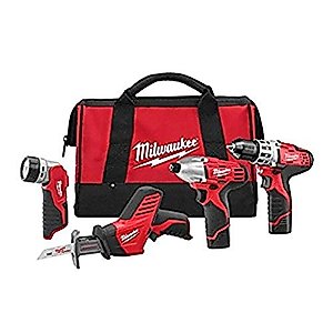 Milwaukee 2498-24 M12 Cordless Lithium-Ion 4-Tool Combo Kit