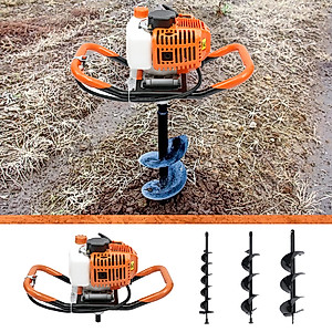 52cc Post Earth Auger Hole Digger Posthole Fence Borer Petrol Drill 8 Post Hole Digger Gas Powered Fence Ground Drill+4"/6"/8" Bit