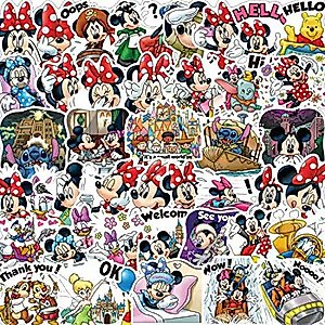 80pcs Vinyl Stickers Waterproof Disney Mickey Minnie Graffiti Decals for Water Bottles Cars Motorcycle Skateboard Portable Luggages Phone Ipad Laptops …