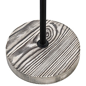 MyGift Black Metal Coffee Mug Tree Rack with 4 Curved Hooks and Grey Wood Base