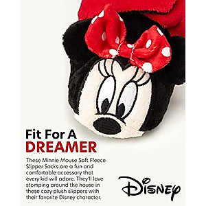 Disney Baby Girls' Minnie Mouse Booties - Soft Fleece Slipper Socks (Newborn/Infant), Size 12-18 Months, Minnie