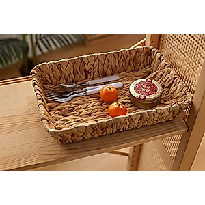 Hand-Woven Large Storage Baskets , Water Hyacinth Wicker Baskets for Organizing,Woven Baskets, Organizer, Natural Container，13.38” x 9.5” x 2.75”