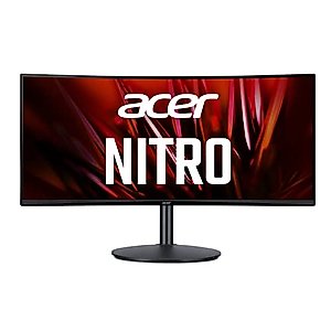 Acer Nitro 34" QHD 3440 x 1440 1500R Curved PC Gaming Monitor AMD FreeSync Premium 165Hz Refresh 1ms (VRB) ZeroFrame Design 2 x Display Port 1.4 & 2 x HDMI 2.0 Ports XZ342CU Sbmiipphx,Black