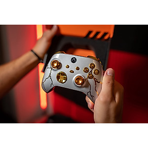 "Gold Thunder" UN-MODDED Custom Controller compatible with Xbox One S/X Unique Design (with 3.5 jack)