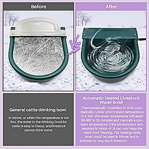 PAULOZYN Heated Automatic Livestock Waterer Dog Water Bowl Dispenser Outdoor Winter Animals Thermal-Bowl for Chicken Horse Cattle Cow Pet Goat Sheep Pig, with Float Ball Valves