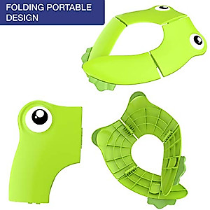 Portable Folding Large Non Slip Silionce Pads Potty Training Seat for Kids Boys & Girls, Foldable Toddlers Toilet Seat, Recyclable Potty Seat Cover for Travel