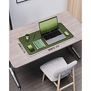 YSAGi Double-Sided Desk Pad, 31.5"x15.7"Leather Desk Mat, Eco Cork Desk Pad Protector,Large Mouse Pad,Waterproof Desk Blotter for Office/Home(Olive Green)