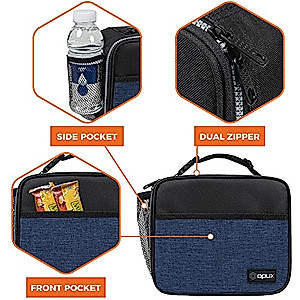 OPUX Insulated Lunch Box for Kids, Boys, Girls | Soft Leakproof Lunch Bag for Men Women | Reusable Durable Thermal Lunch Pail for School Work Office | Fit 6 Cans (Navy)