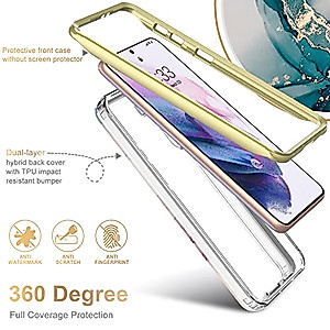 ESDOT for Samsung Galaxy S21 Case,Military Grade Passing 21ft Drop Test,Rugged Cover with Fashionable Designs for Women Girls,Shockproof Protective Phone Case for Galaxy S21 6.2" Turquoise Pink Marble