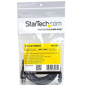 StarTech.com 3m 10ft Slim USB 3.0 A to Micro B Cable M/M - Mobile Charge Sync USB 3.0 Micro B Cable for Smartphones and Tablets (USB3AUB3MS)