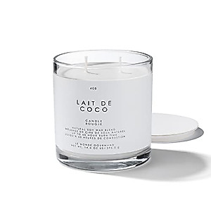 Le Monde Gourmand Lait de Coco Natural Soy-Wax Blend Candle - 14 oz - Fresh, Creamy, Clean with Vanilla and Coconut Fragrance Notes
