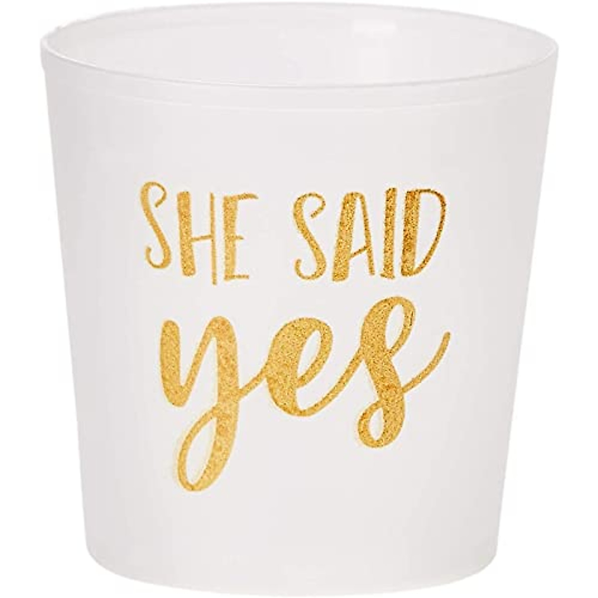 Juvale Plastic Shot Glasses - 15 Pack – Bachelorette Party Shot Glasses, Mini Disposable Plastic Shot Glasses, Wedding Party Props, Favors, Frosted White with Gold Foil, Holds 3.7oz