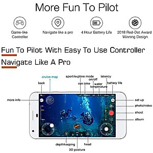 Geneinno T1 Underwater Drone Camera 4K UHD ROV, for Real-Time Viewing, Streaming & Recording, Underwater Inspection and Exploration, Yachting, Education (492FT Tether) (150m)