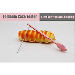 Foldable Cake Tester for Baking Doneness Stainless Steel Needle Stick, Safe to Use, Folding Pasta Muffin Bread Tester, Baking Accessory