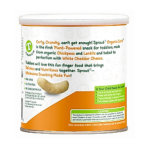 CoComelon Sprout Organic Baby Food, Toddler Snacks, White Cheddar Plant Power Curlz, 1.48 Oz Canister (1 Count)