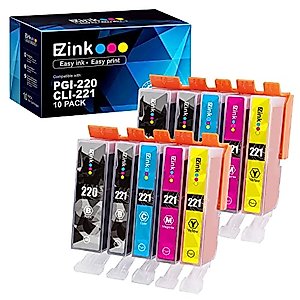 E-Z Ink (TM Compatible Ink Cartridge Replacement for Canon PGI-220 PGI220 CLI-221 CLI221 to use with MX860 MX870 MP620 MP640 MP560 (2 Large Black, 2 Cyan, 2 Magenta, 2 Yellow, 2 Small Black) 10 Pack