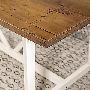 Walker Edison Modern Farmhouse Dining Table Wood Small Dining Room Table Sets Dining Chairs. 72 Inch. White and Rustic Oak