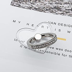 WOGROO Cell Phone Ring Holder Stand Compatible All Mobile Phones or Phone Cases, Transparent Phone Ring Holder Finger Kickstand 360°Degree Rotation Clear Phone Ring Grip, 2 Silver