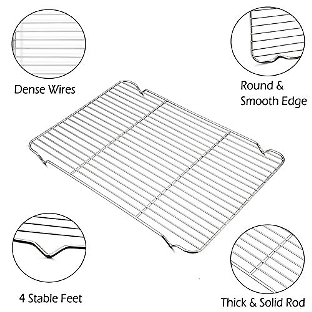 P&P CHEF Baking Rack Cooking Rack Set of 2-16.6''x11.6 Stainless Steel Wire Cooling Drying Roasting Rack, Fits Half Sheet Cookie Pans, Commercial Quality, Oven & Dishwasher Safe