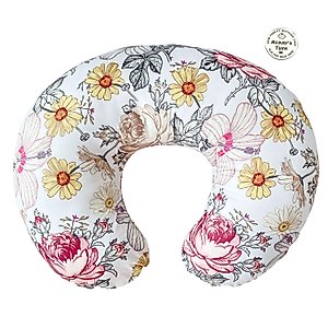 Vlokup Minky Nursing Pillow Cover, Breastfeeding Pillow Slipcover for Baby Boy Girl, Infant, Super Soft Breathable, Floral